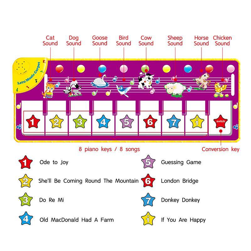Music Carpets Piano Mats Music Touch Play Keyboard with 8 Demo Songs B ...