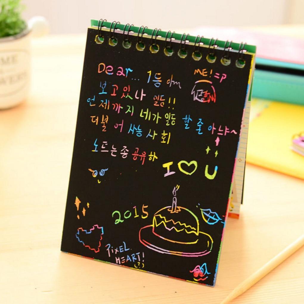 Magic Book Colorful Dazzle Scratch Note Sketchbook Paper Graffiti Coil ...