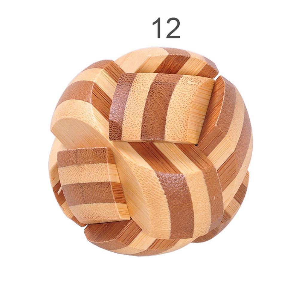 12 Style Brain Teaser 3D Wooden Interlocking Puzzles Game Toy Bamboo S ...