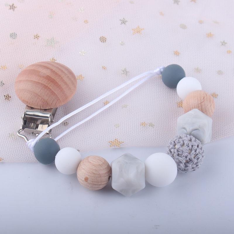 Modern Handmade Chain Wooden Holder For Pacifier Clips Leash Strap Nip ...