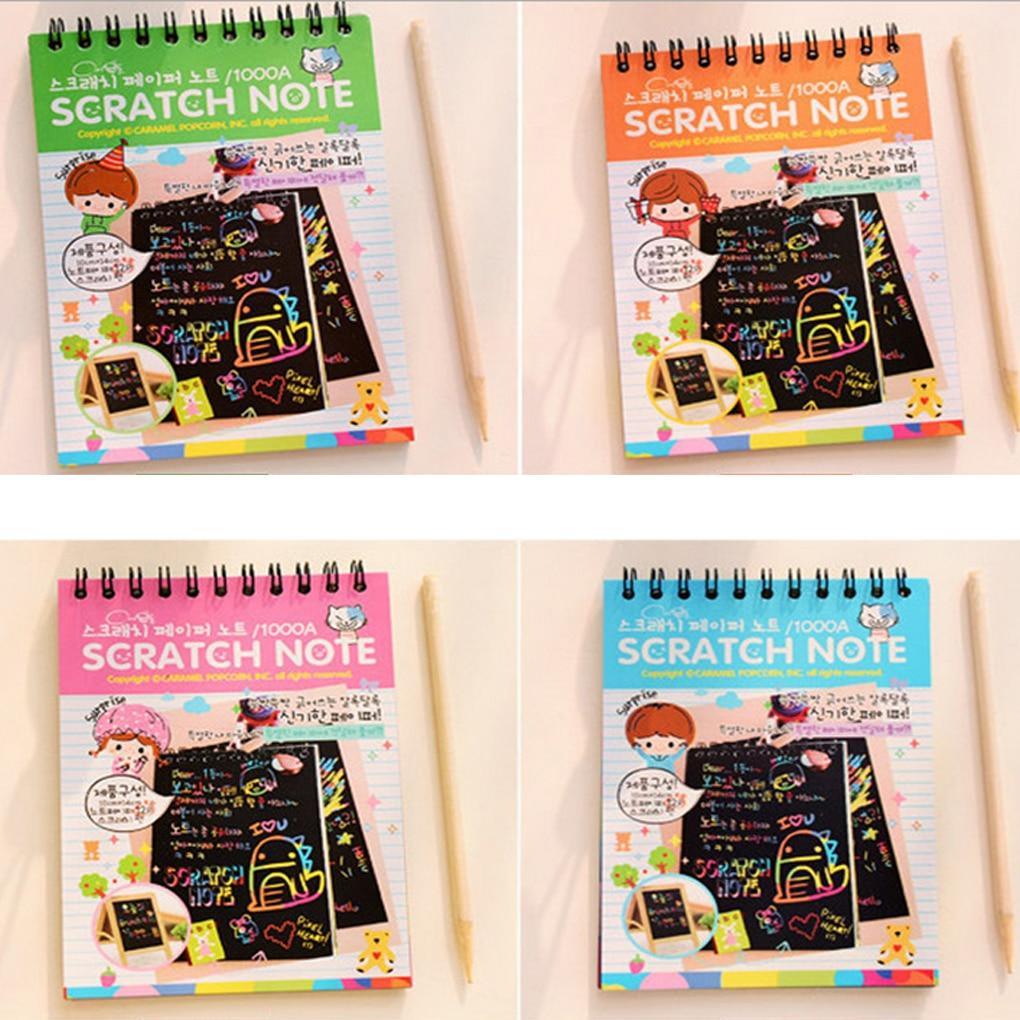 Magic Book Colorful Dazzle Scratch Note Sketchbook Paper Graffiti Coil ...