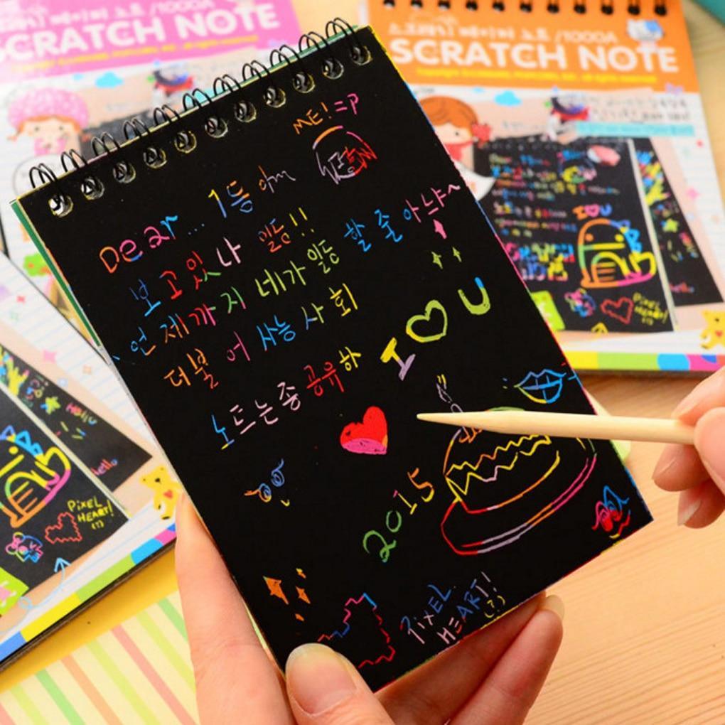 Magic Book Colorful Dazzle Scratch Note Sketchbook Paper Graffiti Coil ...