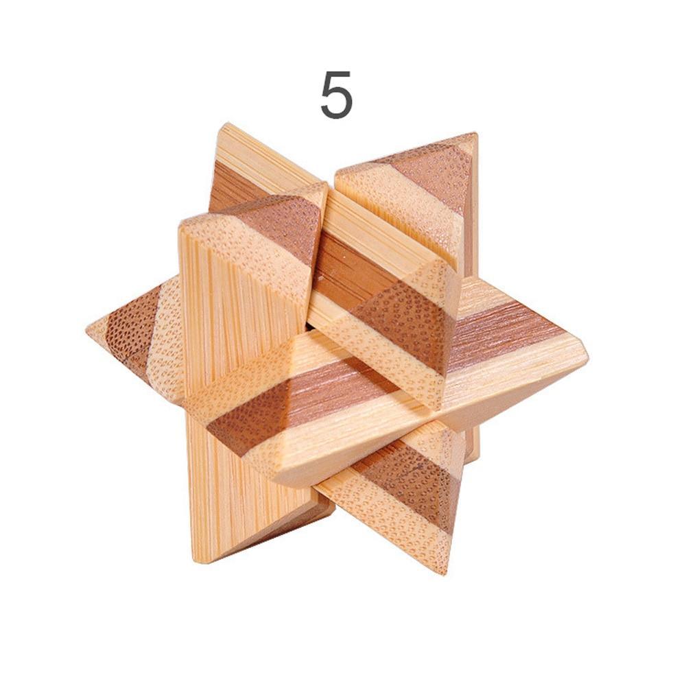 12 Style Brain Teaser 3D Wooden Interlocking Puzzles Game Toy Bamboo S ...