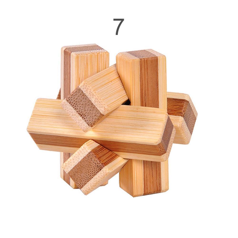 12 Style Brain Teaser 3D Wooden Interlocking Puzzles Game Toy Bamboo S ...
