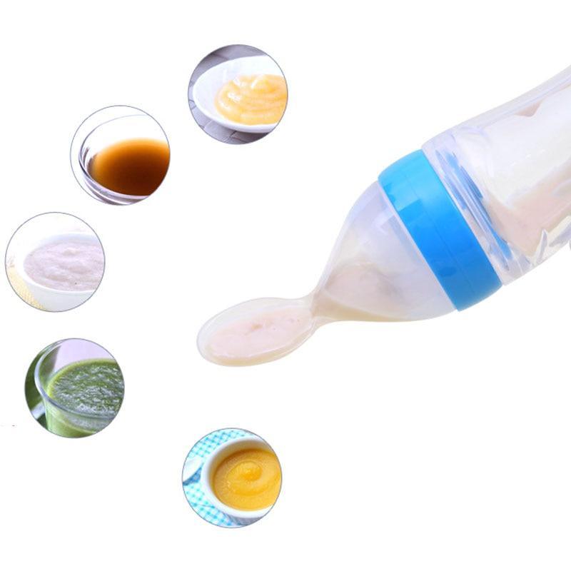 Baby Feeding Bottle Squeeze Feeding Spoon Milk Bottle Baby Training Fe ...