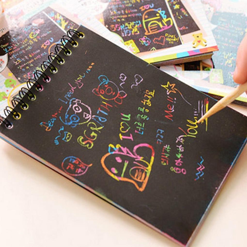 Magic Book Colorful Dazzle Scratch Note Sketchbook Paper Graffiti Coil ...