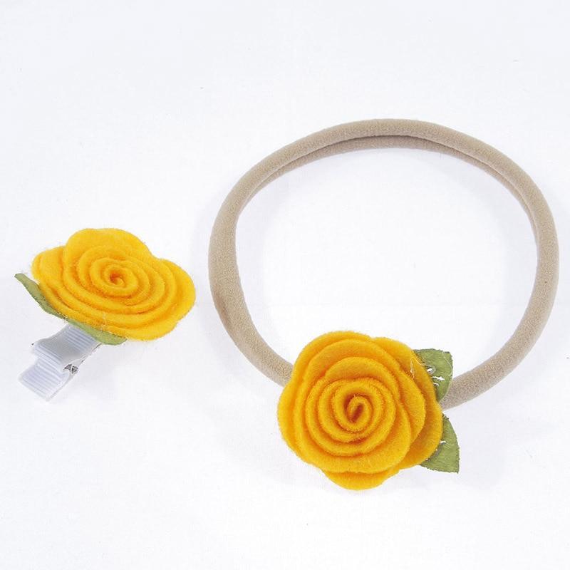 Handamde Flower Headband Hair Clip Set Flexible Rope Hairband Accessor ...