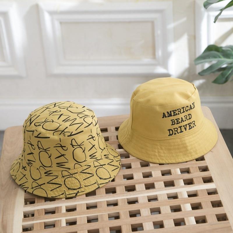 Children Summer Hat Double Sided Sun Caps For Boys And Girls Letter Pr ...