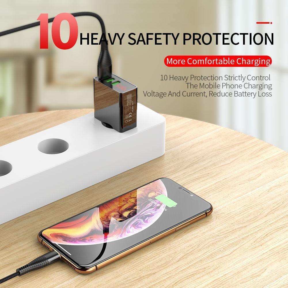 LED Display 3 Port USB Charger 3A Mobile Phone Fast Multi-port Chargin ...