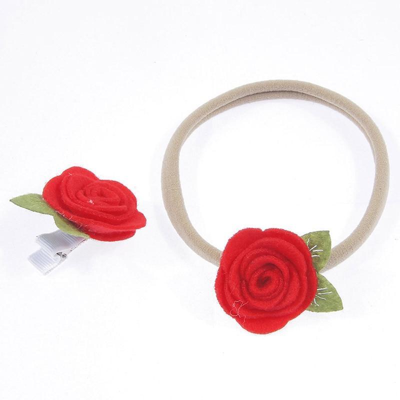 Handamde Flower Headband Hair Clip Set Flexible Rope Hairband Accessor ...