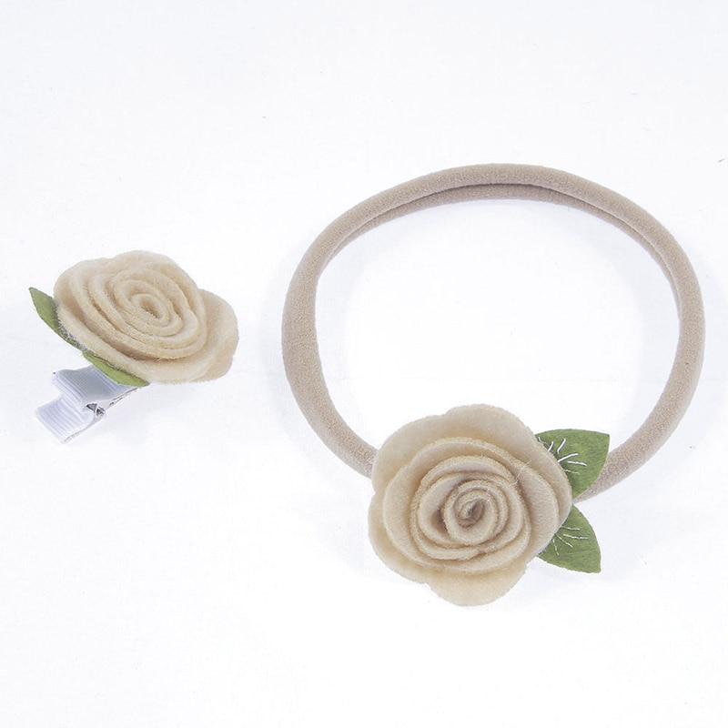 Handamde Flower Headband Hair Clip Set Flexible Rope Hairband Accessor ...