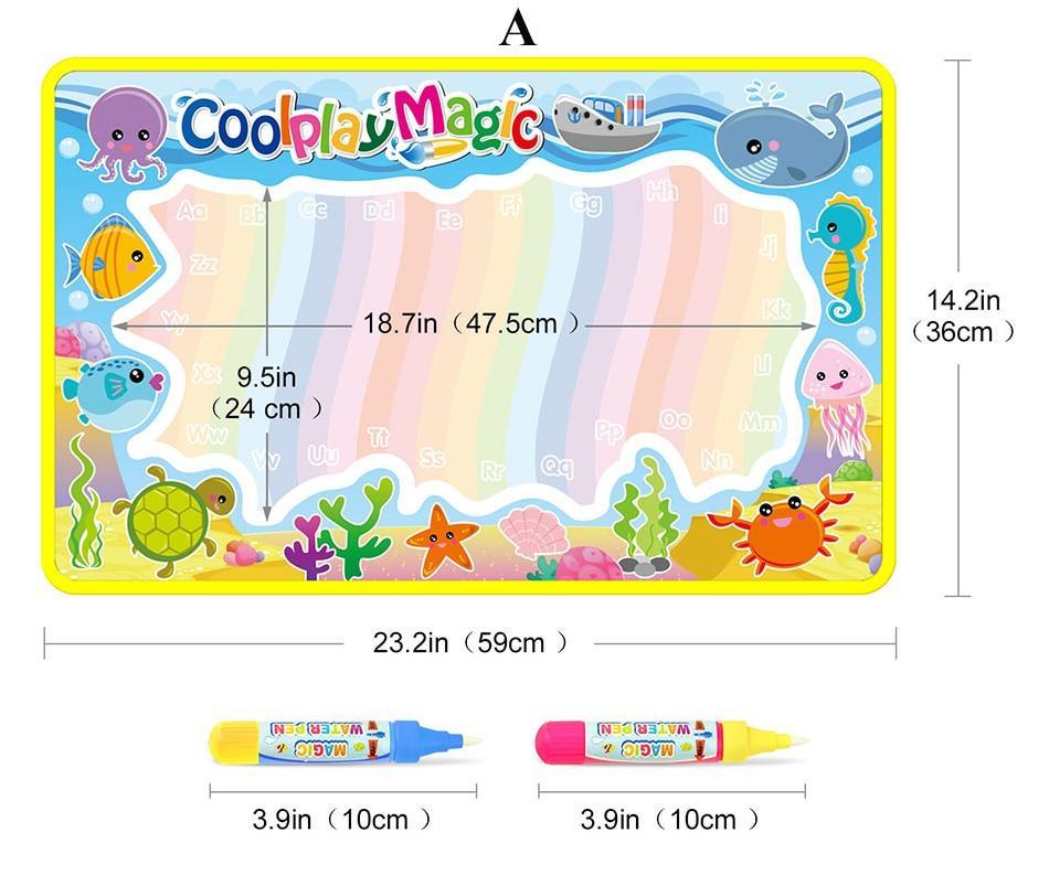 Magic Water Painting Drawing Mat & 2 Pens Doodle Board Coloring Books ...