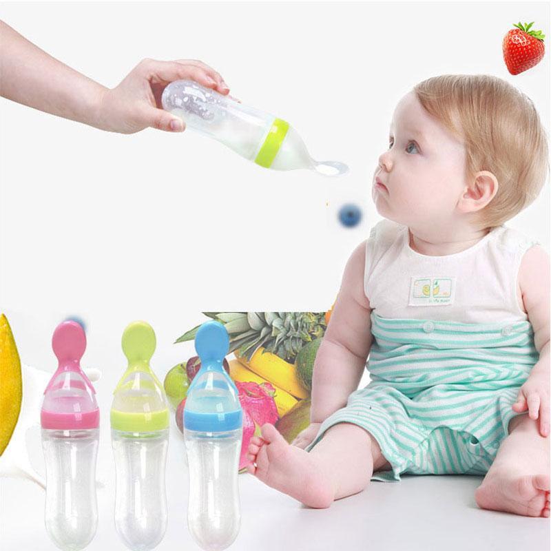 Baby Feeding Bottle Squeeze Feeding Spoon Milk Bottle Baby Training Fe ...