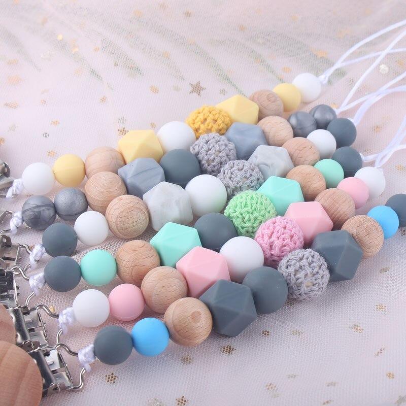 Modern Handmade Chain Wooden Holder For Pacifier Clips Leash Strap Nip ...