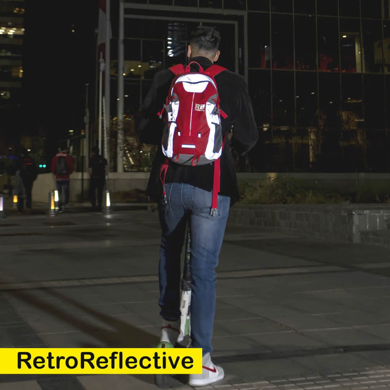 High Visibility Red Reflective Commuter Bike Backpack | Riderbag Refle ...