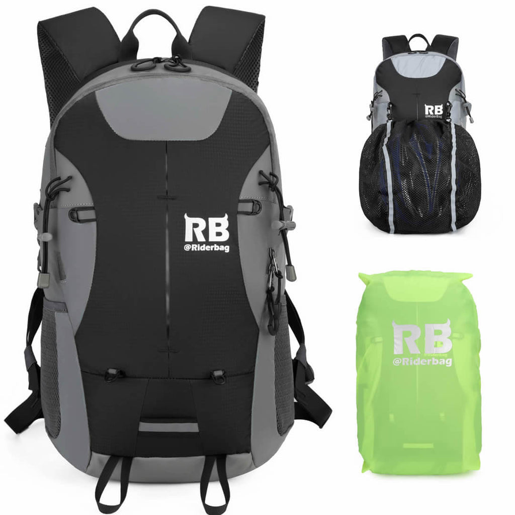 Black Reflective Commuter Bike Backpack | Riderbag Reflektor35 – winxwheels